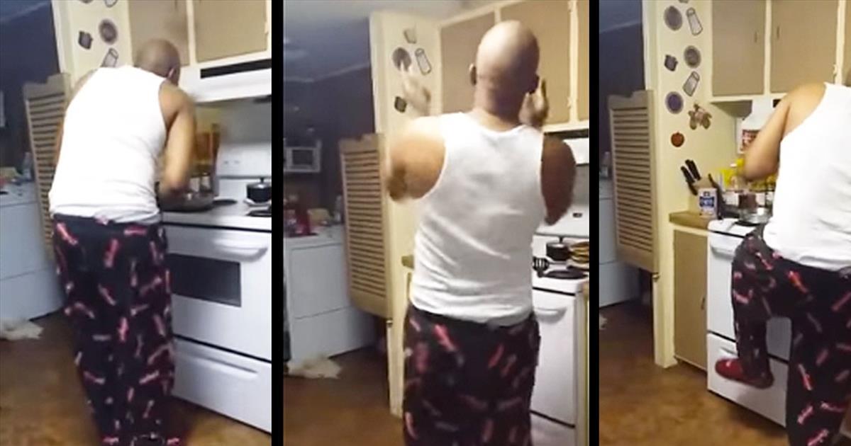 Man Hilariously Dances While Cooking Breakfast - Comedy Videos
