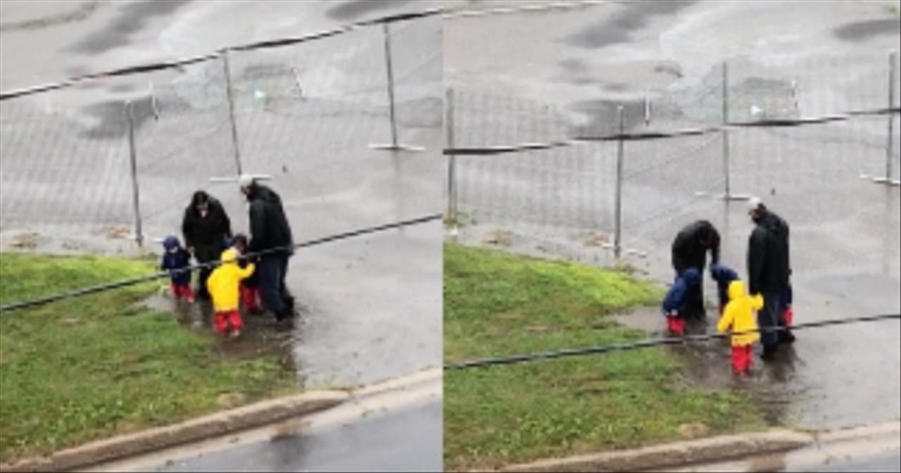 Stranger Captures Moment Of Pure Joy When Family Jumps In Puddle Together